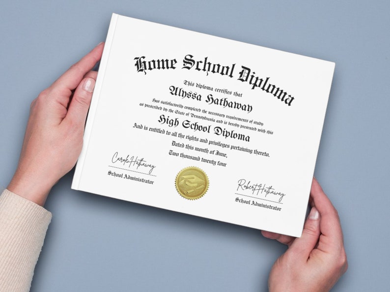 Printable Home School Diploma Template, High School Graduation Diploma ...