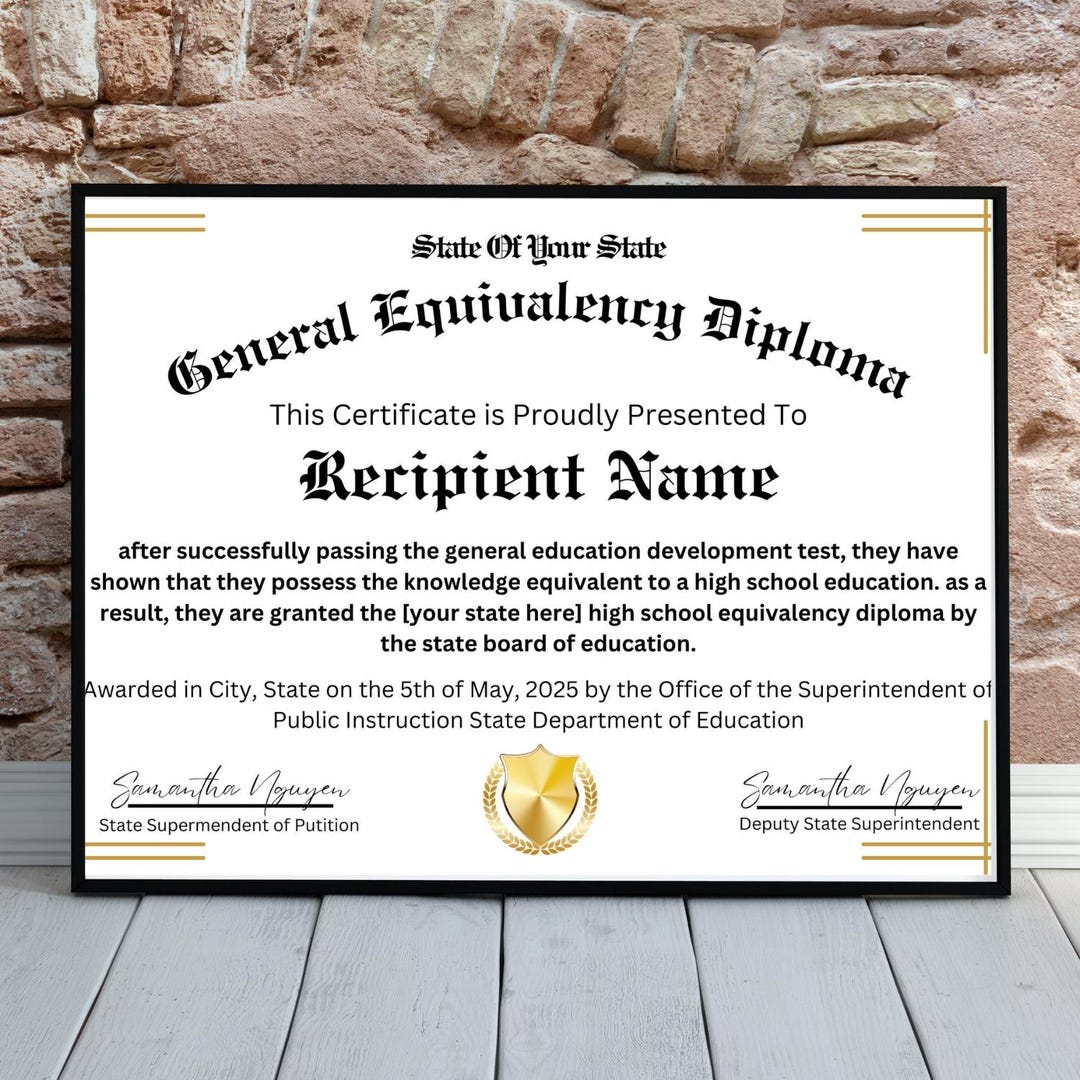 GED Diploma Certificate Template, GED Diploma Certificate With Gold ...