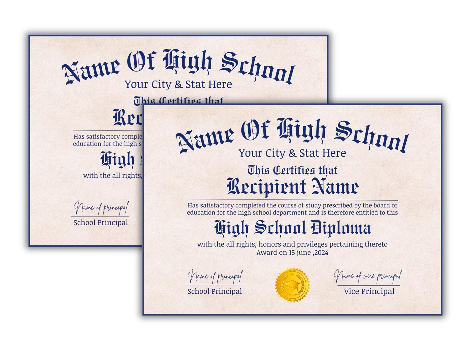 Printable High School Diploma Template, Homeschool Diploma Template ...
