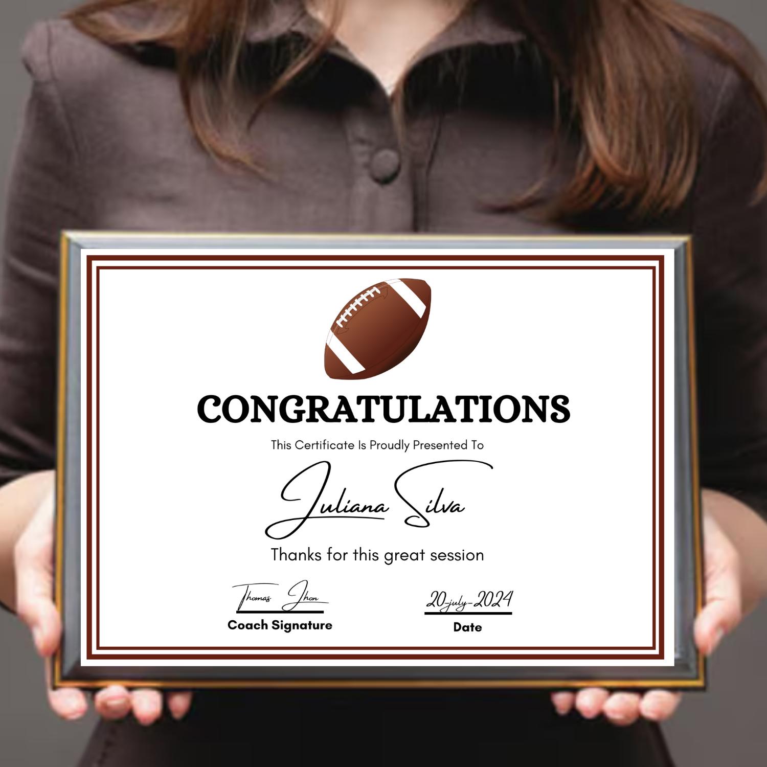Editable Football Award Certificate Template, Player Participation Gift ...