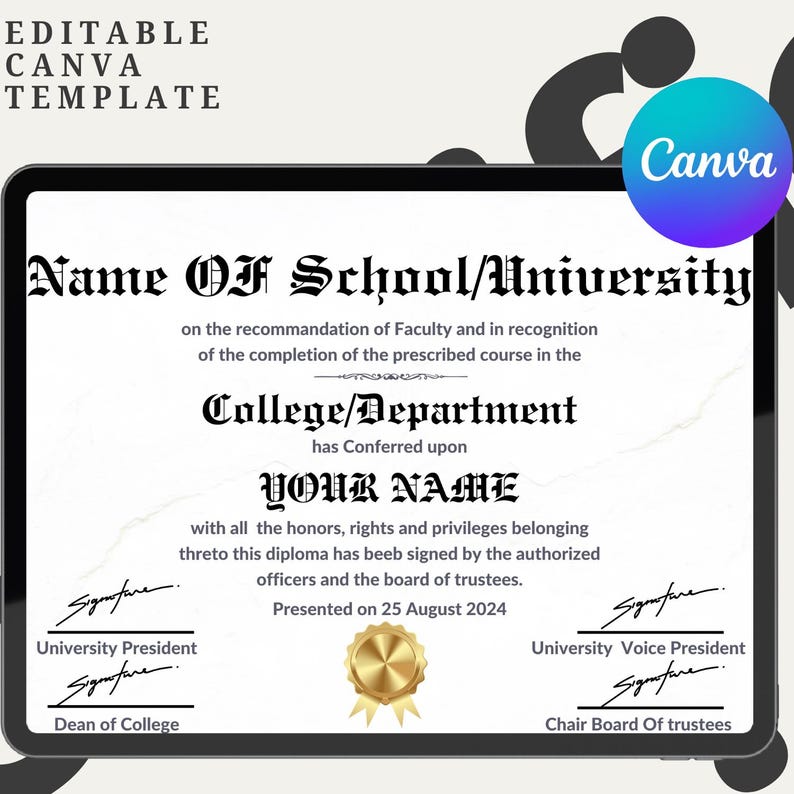 Editable University / High School Diploma Template, College Degree ...