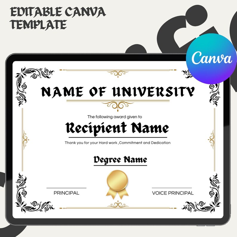 Editable University Diploma Template, College Degree Template ...