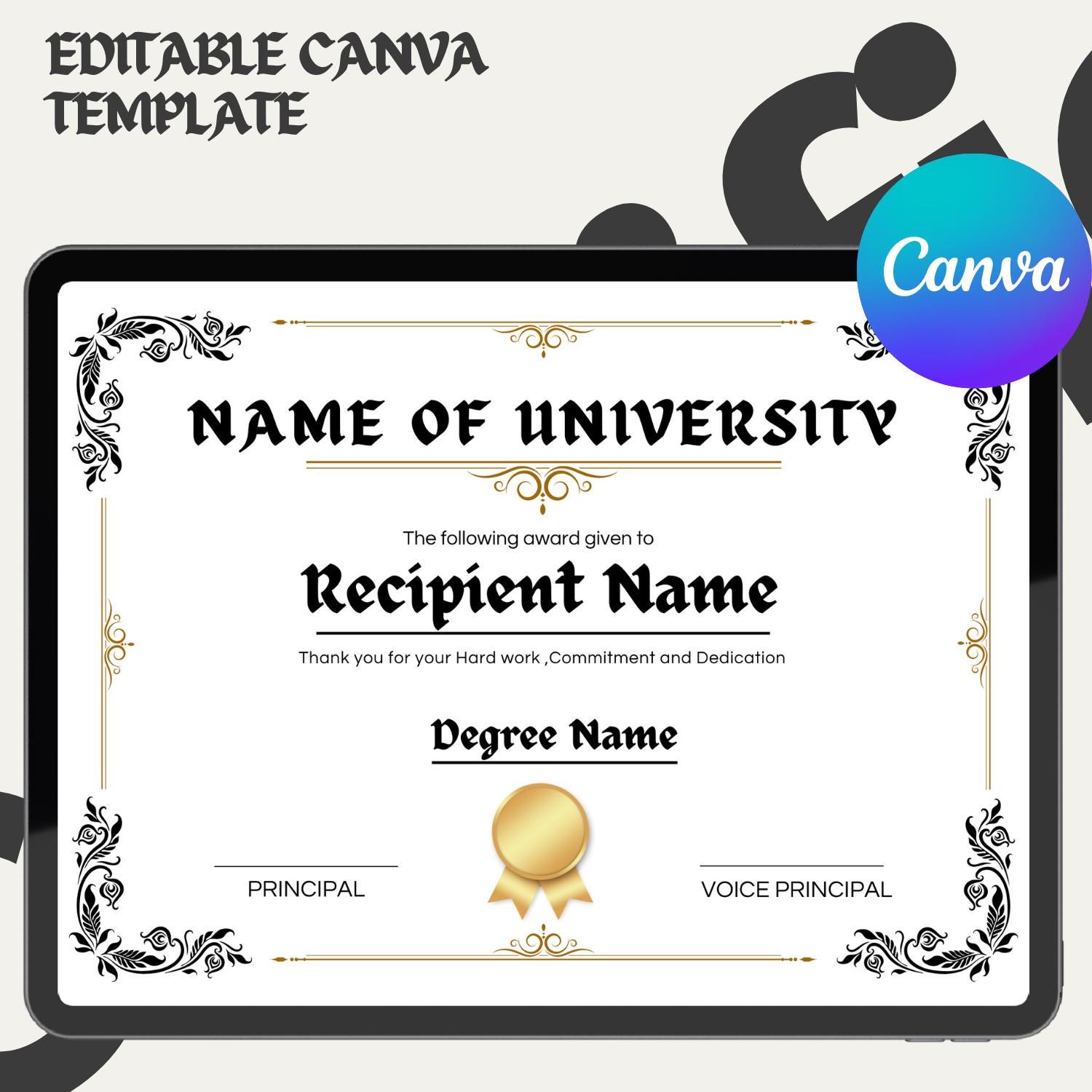 Editable University Diploma Template, College Degree Template ...