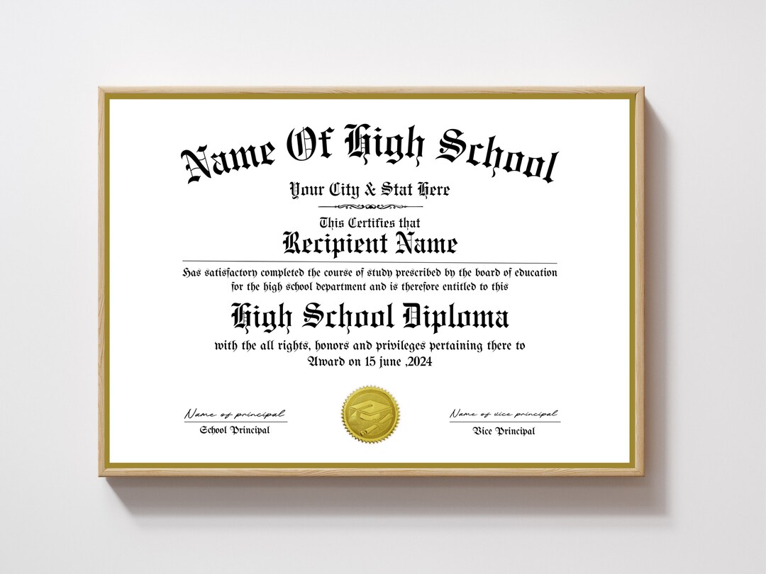 Editable High School Diploma Template, Homeschool Diploma Template ...