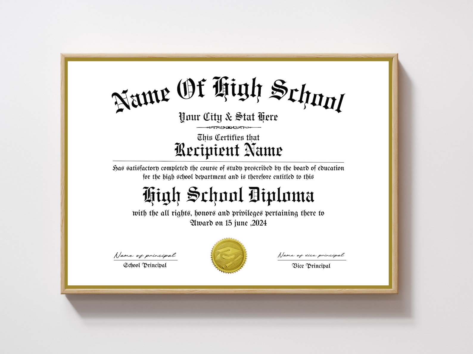 Editable High School Diploma Template, Homeschool Diploma Template ...