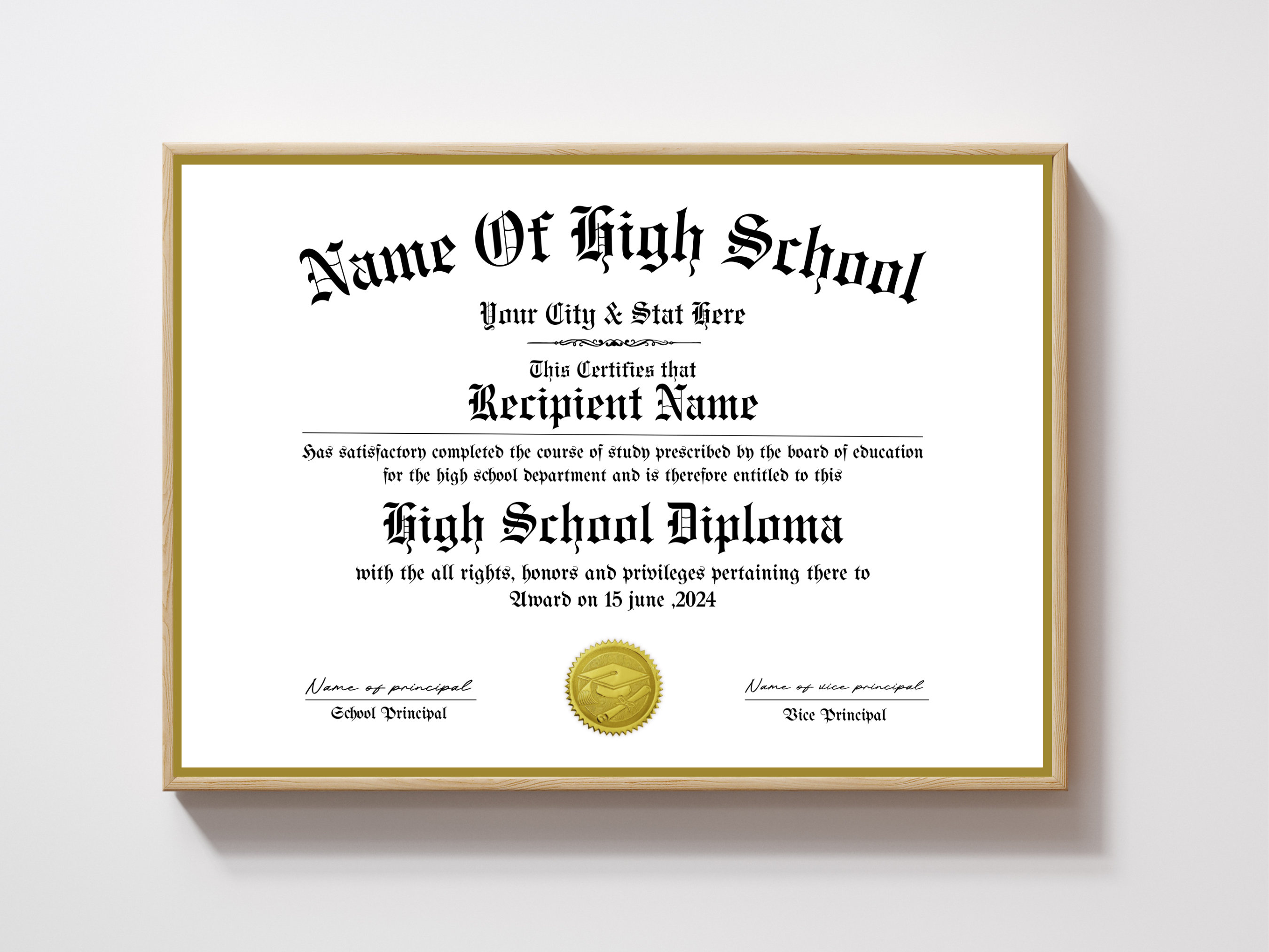 Editable High School Diploma Template, Homeschool Diploma Template ...