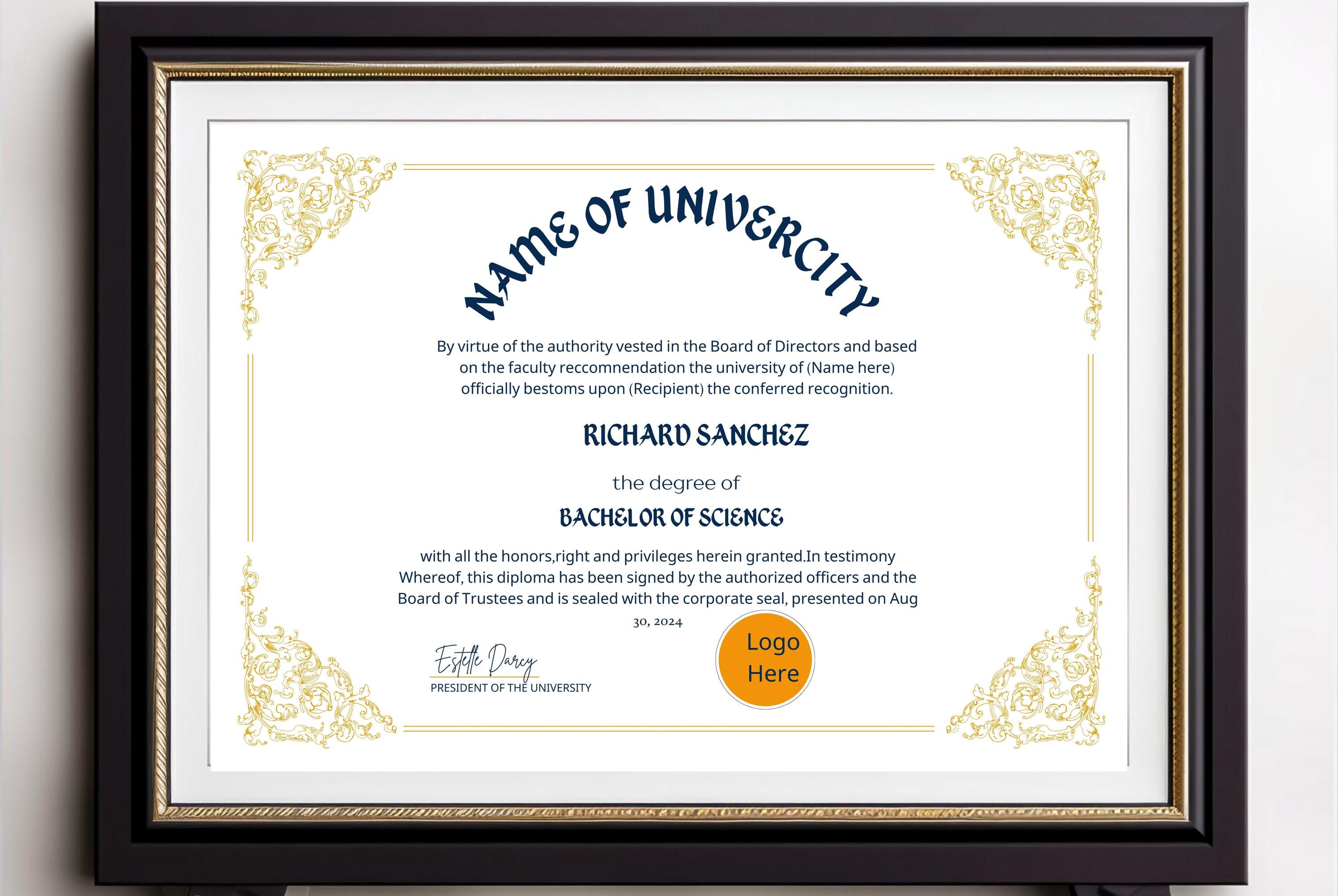 Editable Diploma Certificate Templates, Graduation Certificate Template ...