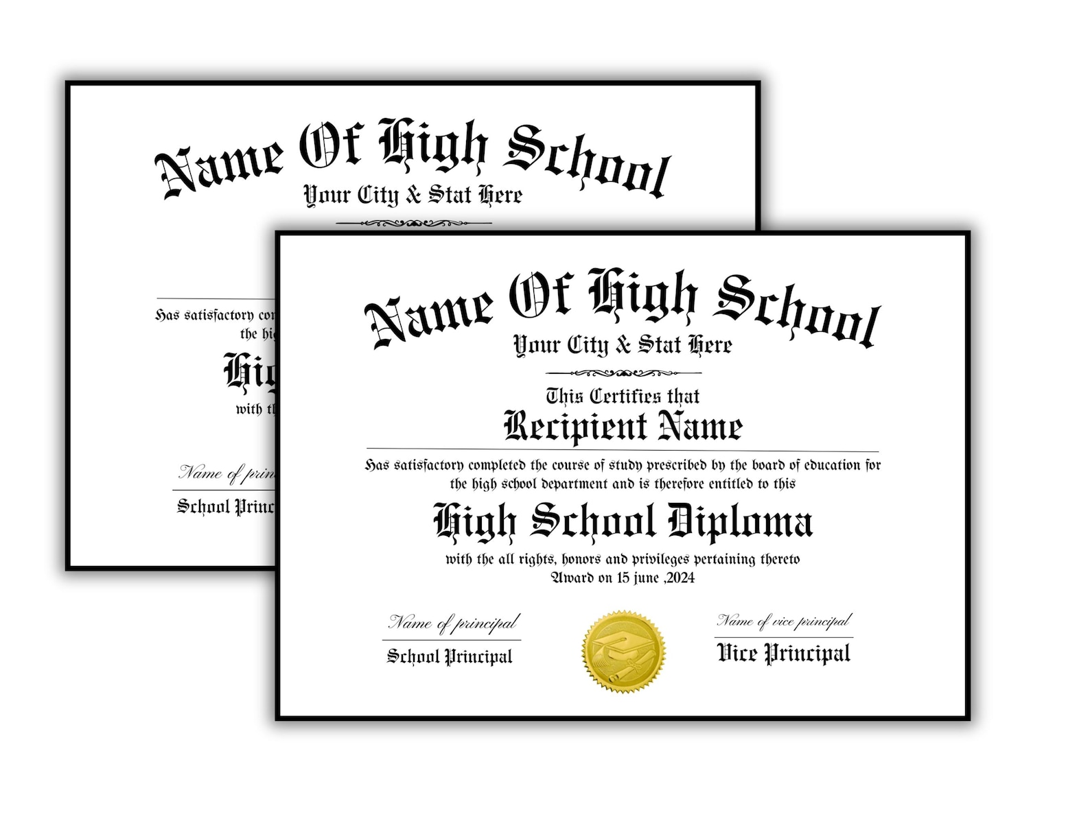Editable High School Diploma Template, Homeschool Diploma Template ...