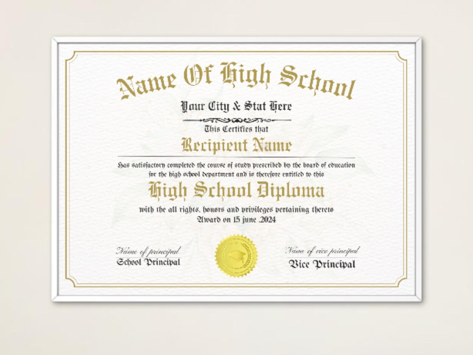 Editable High School Diploma Template, Homeschool Diploma Template ...