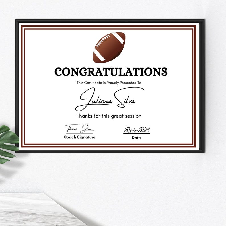 Editable Football Award Certificate Template, Player Participation Gift ...