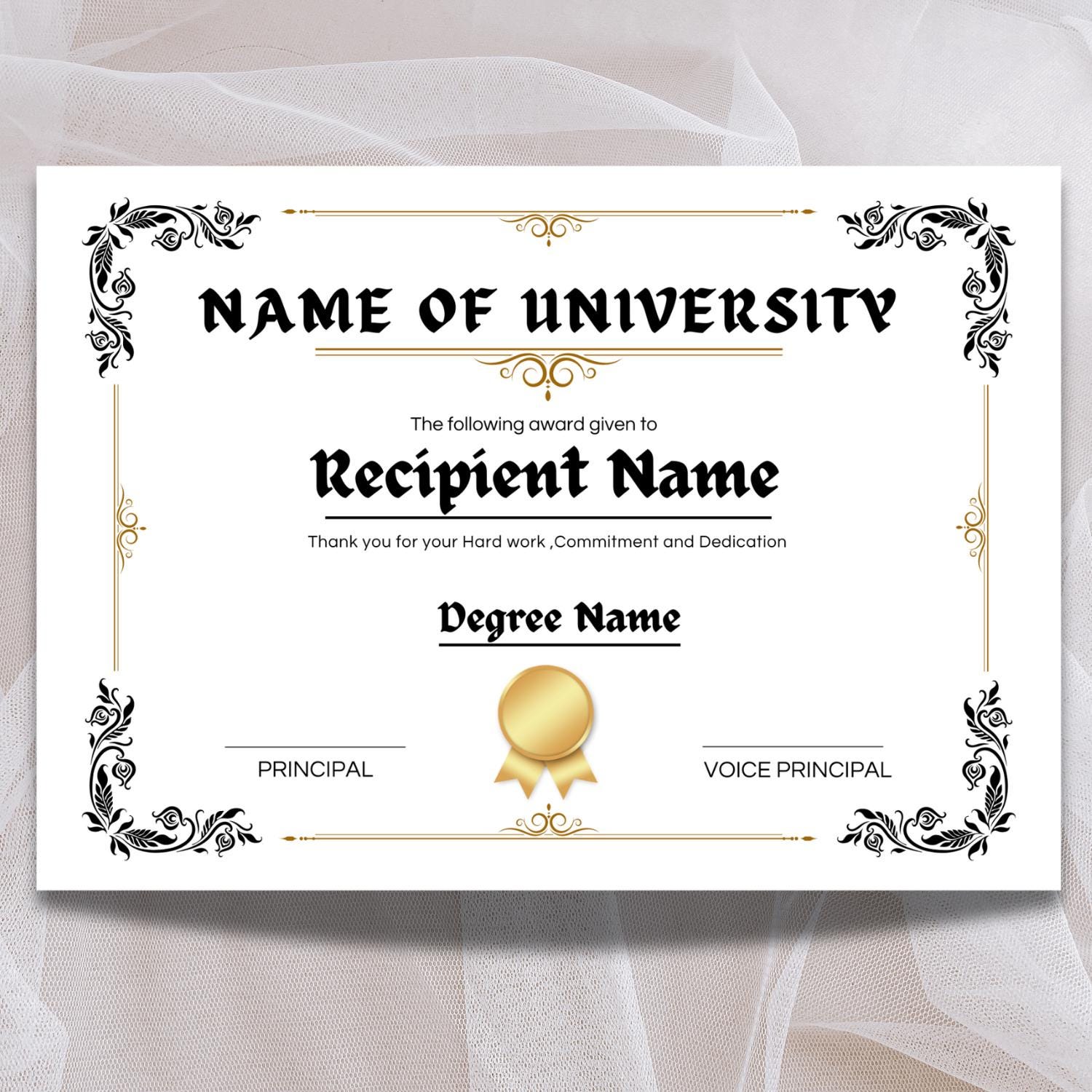 Editable University Diploma Template, College Degree Template ...