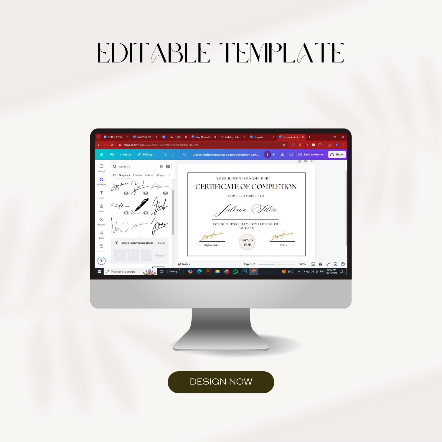 Editable Certificate of Completition Template, Graduation Certificate ...