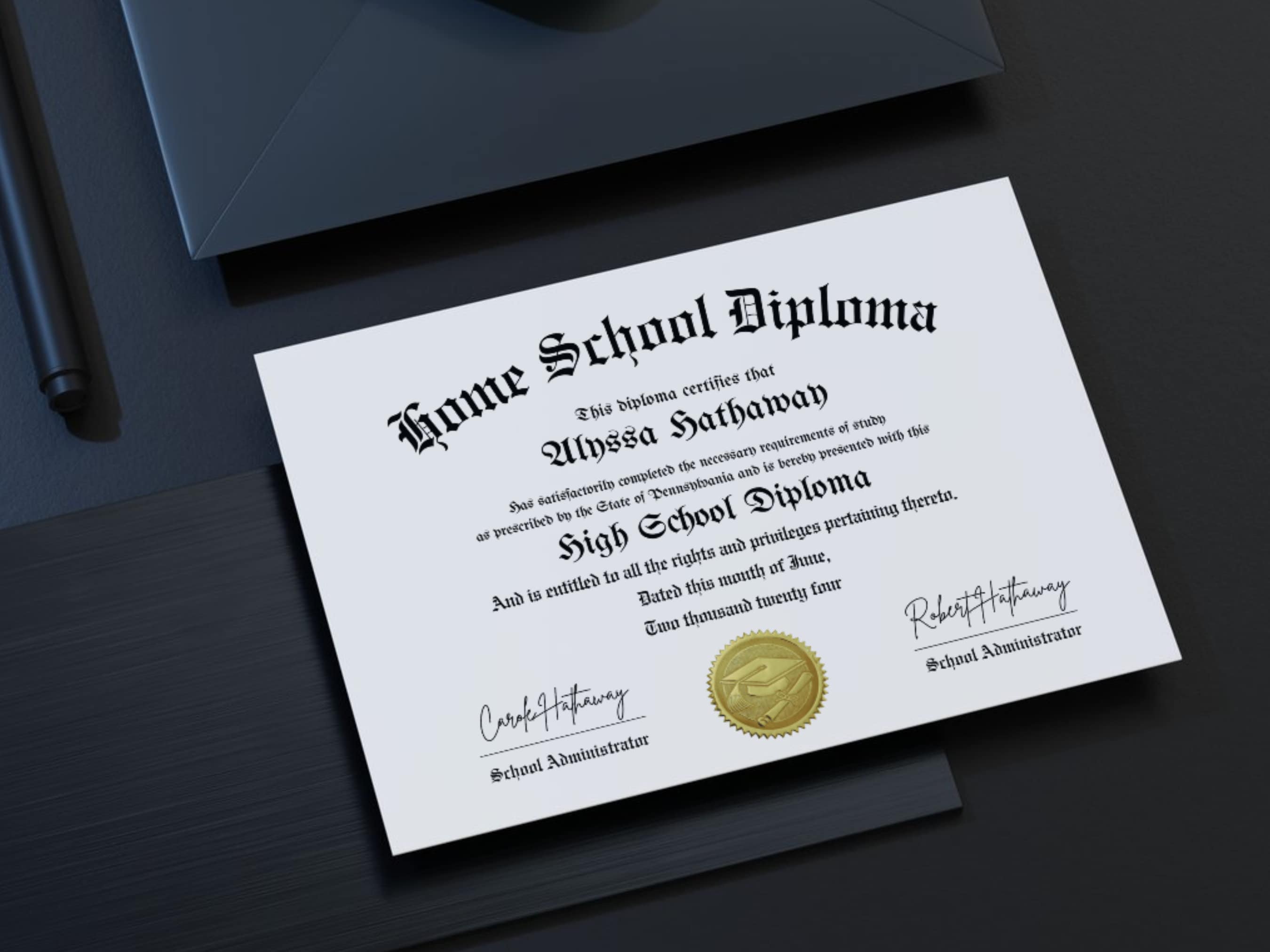 Printable Home School Diploma Template, High School Graduation Diploma ...