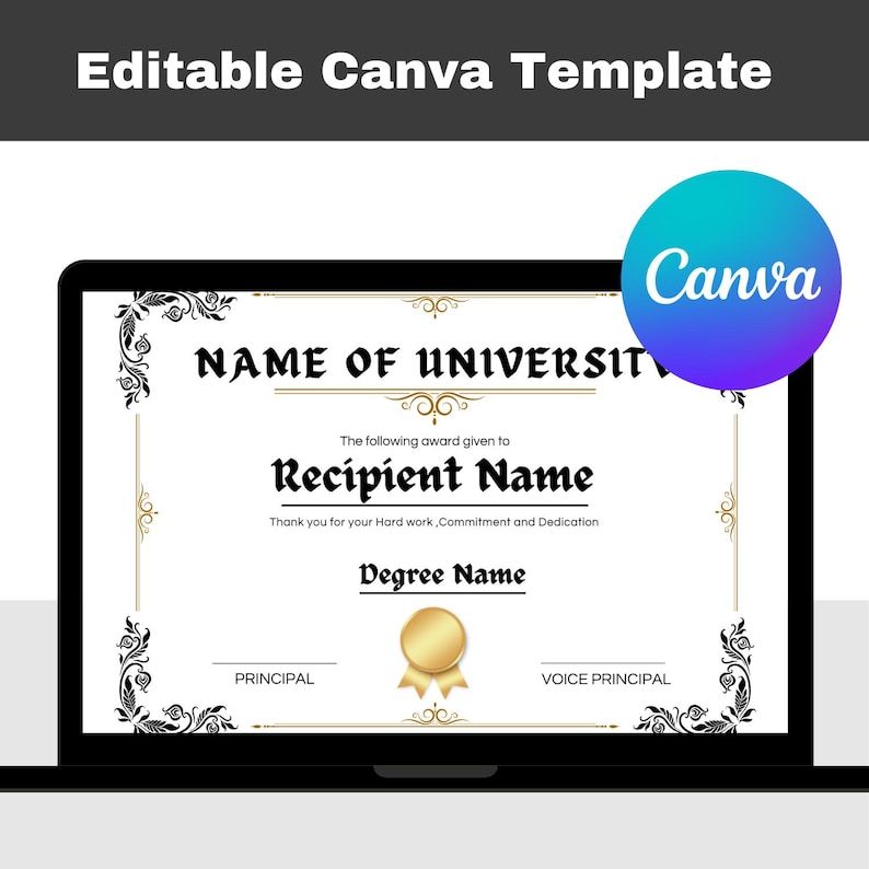 Editable University Diploma Template, College Degree Template ...