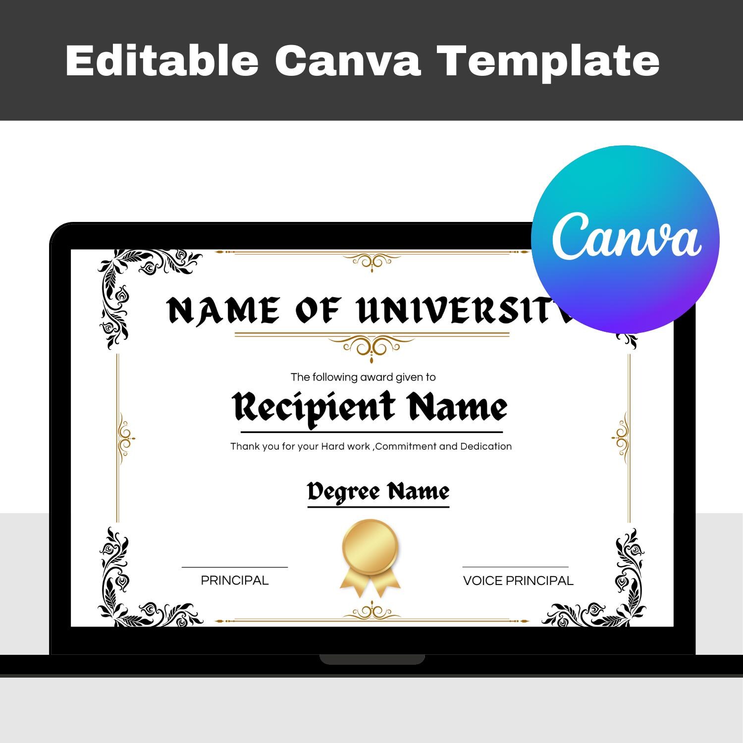 Editable University Diploma Template, College Degree Template ...