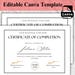 Editable Certificate of Completition Template, Graduation Certificate ...