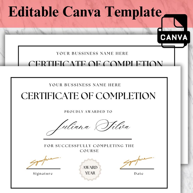 Editable Certificate of Completition Template, Graduation Certificate ...