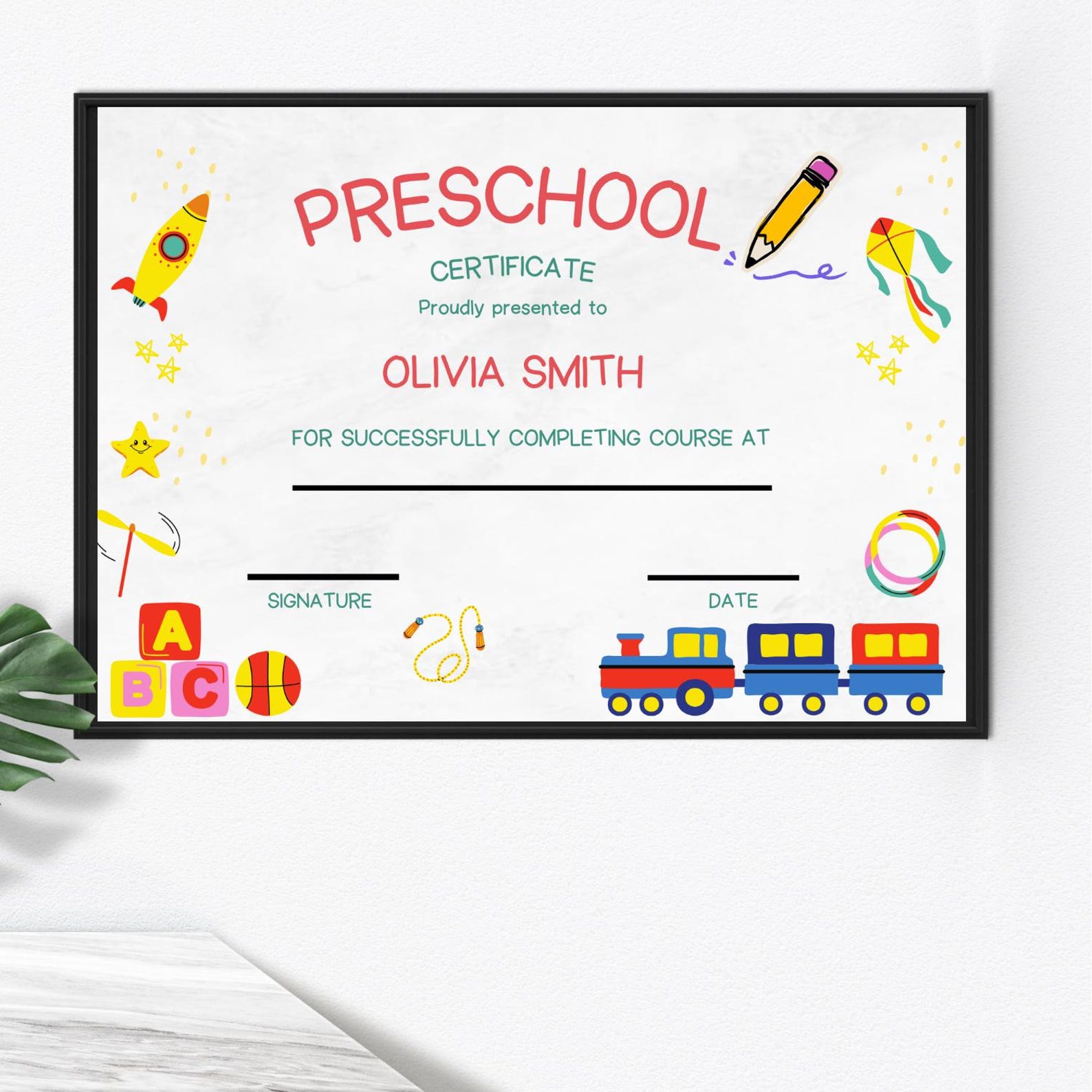 Printable Preschool Certificate Template, Preschool Diploma, Preschool ...