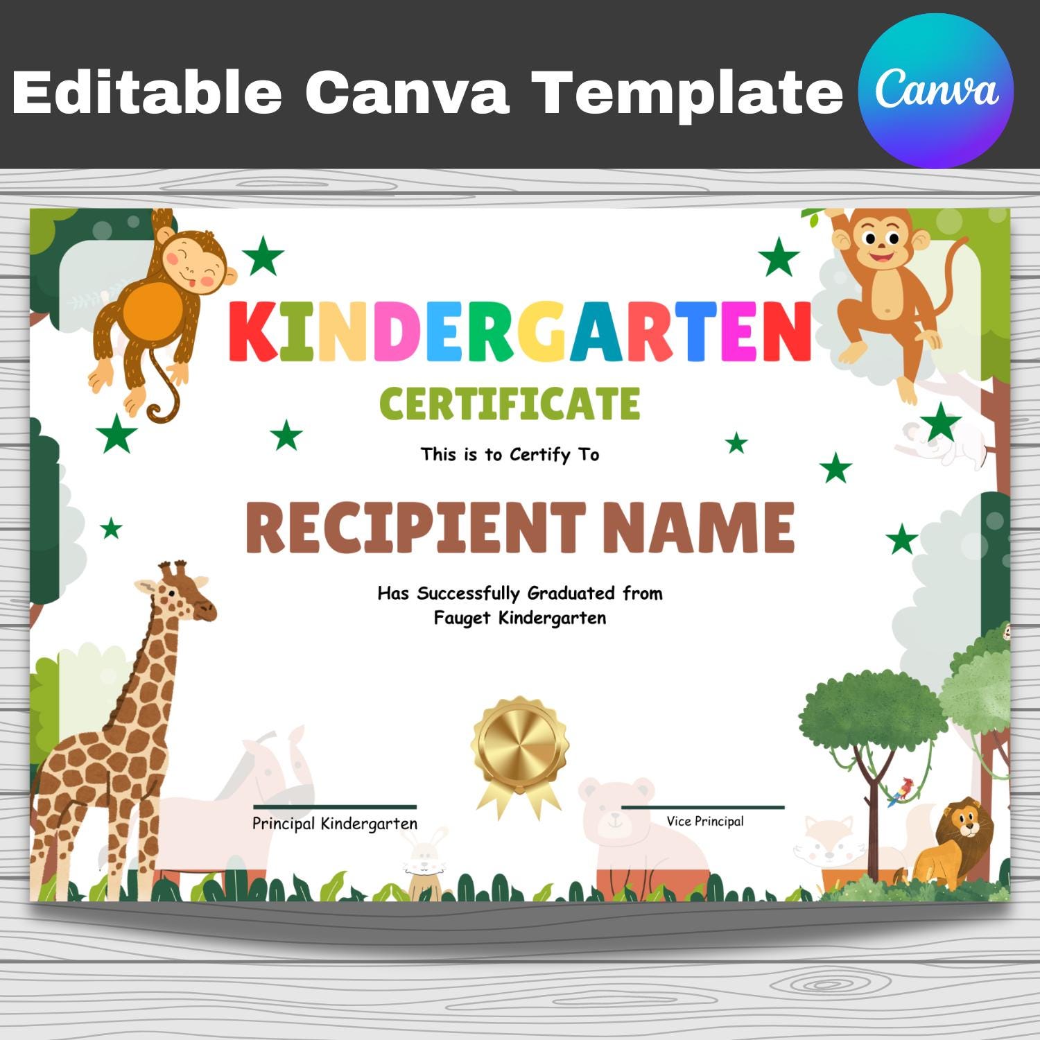 Editable Kindergarten Certificate Template, Graduation Certificate ...