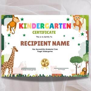 Editable Kindergarten Certificate Template, Graduation Certificate ...