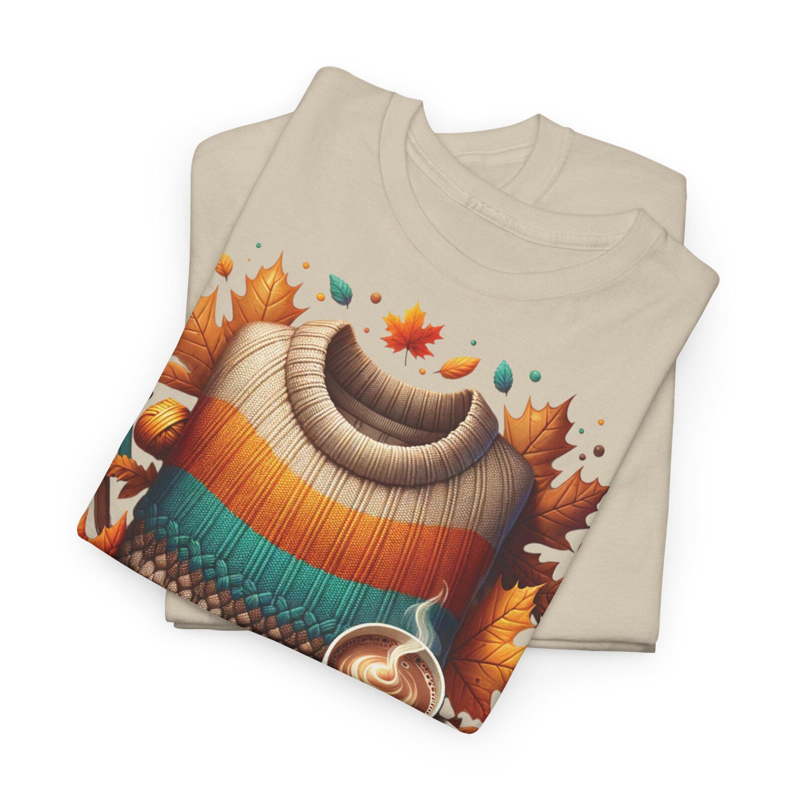 Fall Sweater Graphic Tee, Cozy Autumn Shirt, Unisex Heavy Cotton Tee ...