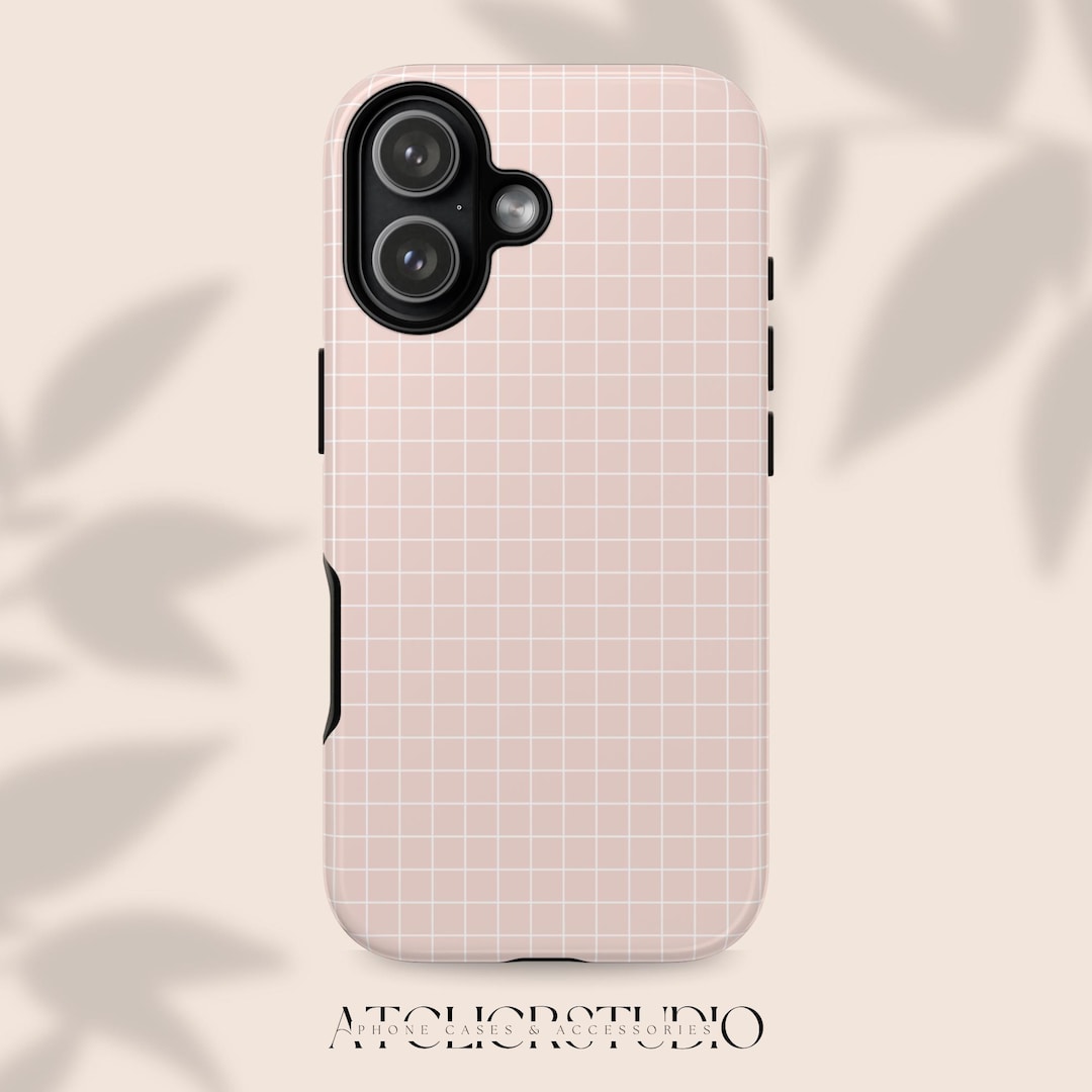 Blush Pink Grid Phone Case | Minimalist - Etsy