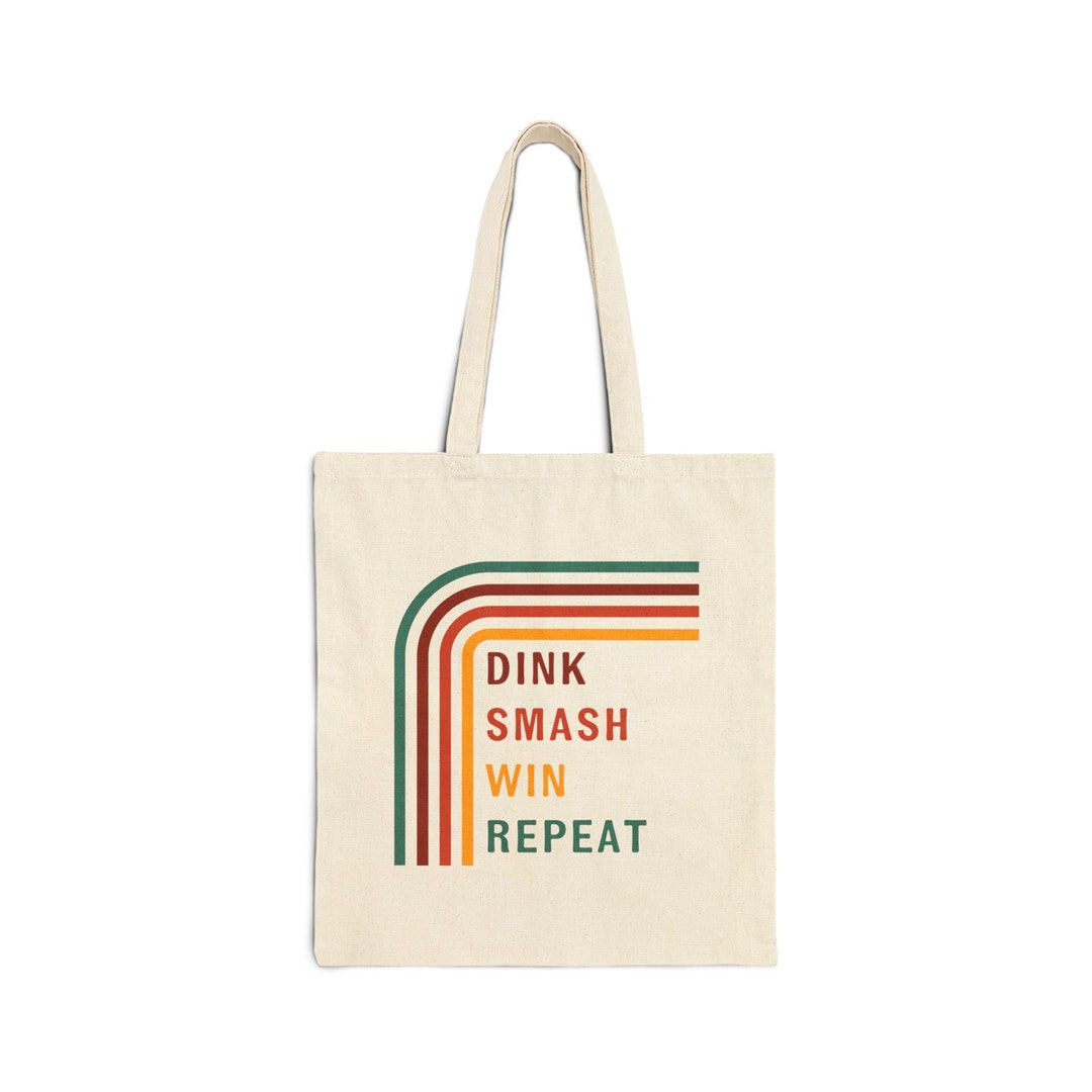 Dink Smash Win Repeat Cotton Canvas Tote Bag Groovy Colors - Etsy