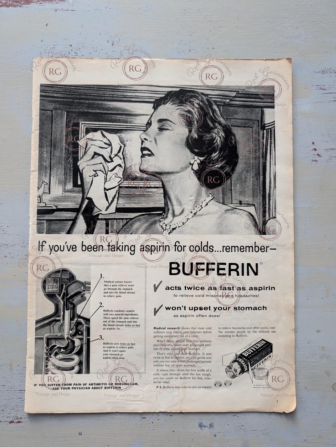 Vintage 1950’s Bufferin Advertisement - Etsy