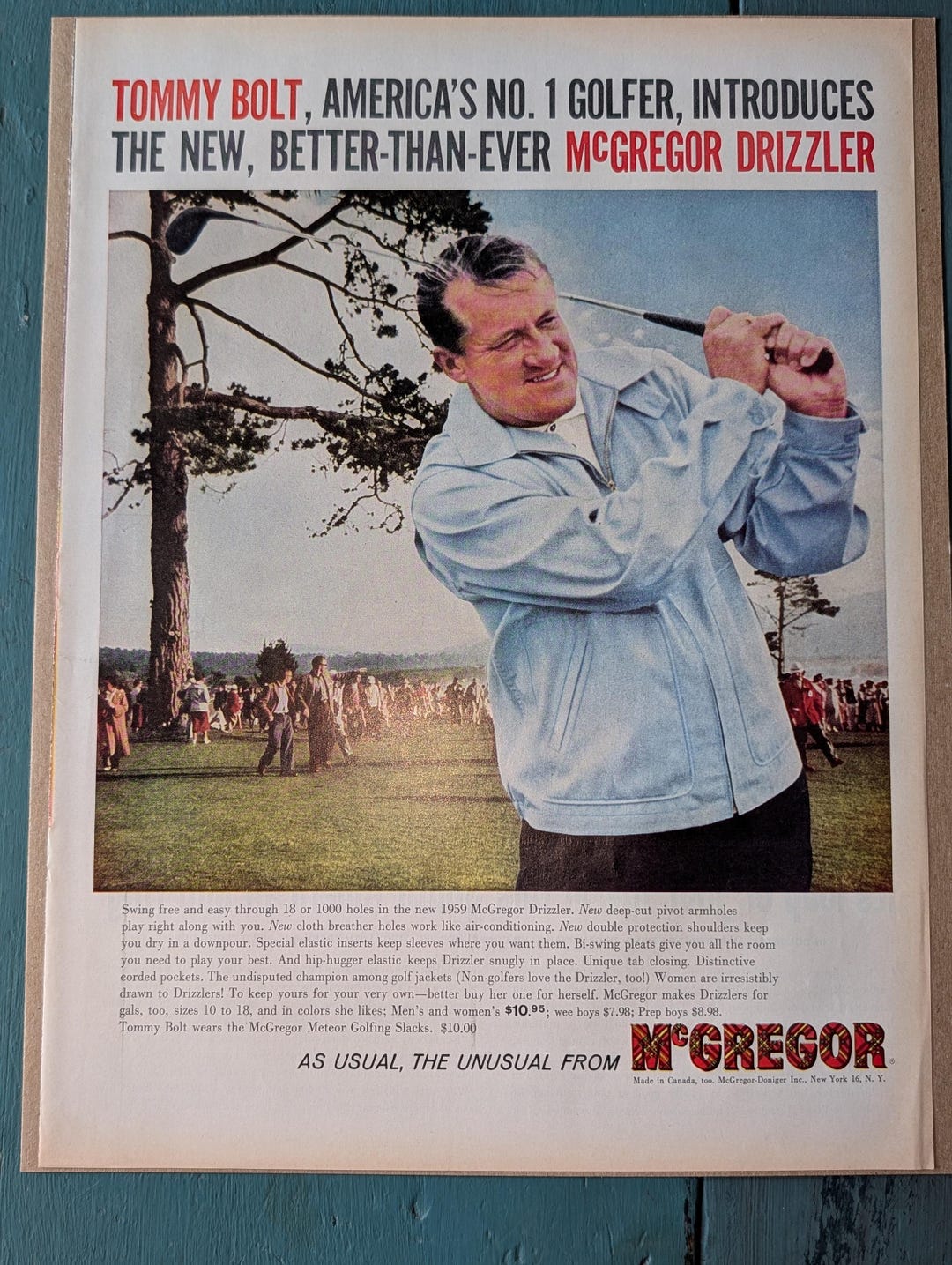 Vintage 1950’s “mcgregor Drizzler Club” Life Magazine Advertisement ...