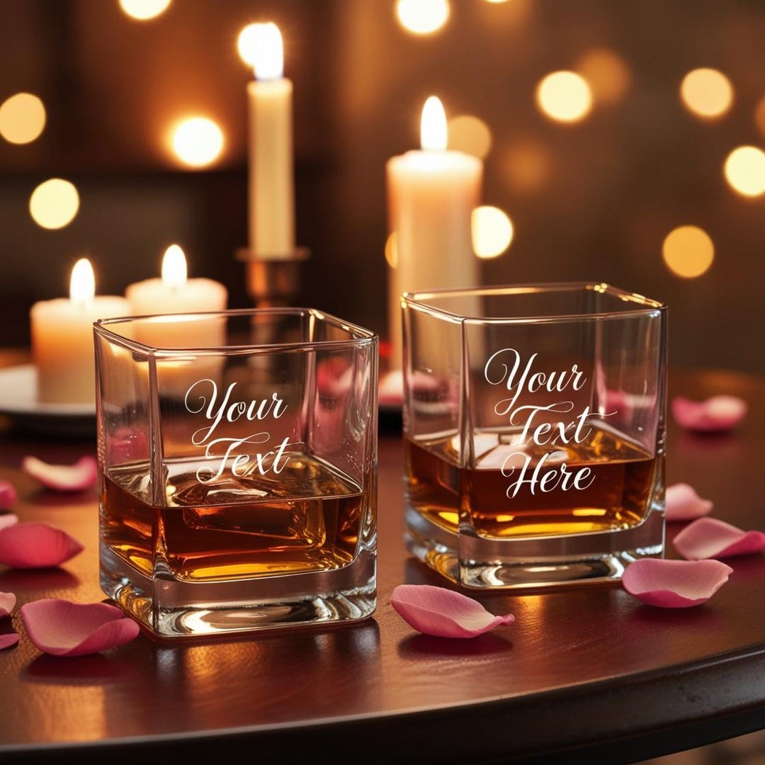 Crystal Whiskey Glasses Set: 10 Oz Cube Cocktail Tumblers, Stemmed - Etsy