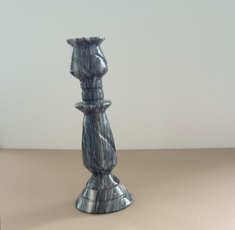 Dark Grey Stone Candlestick Holder Marble Candlestick Holder Moody ...