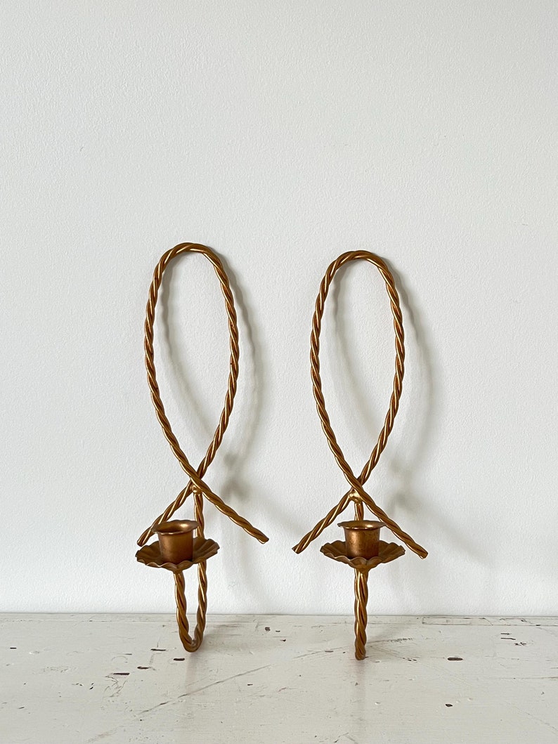 Candle Sconce Copper Candlestick Wall Sconce Gold Vintage Candlestick ...