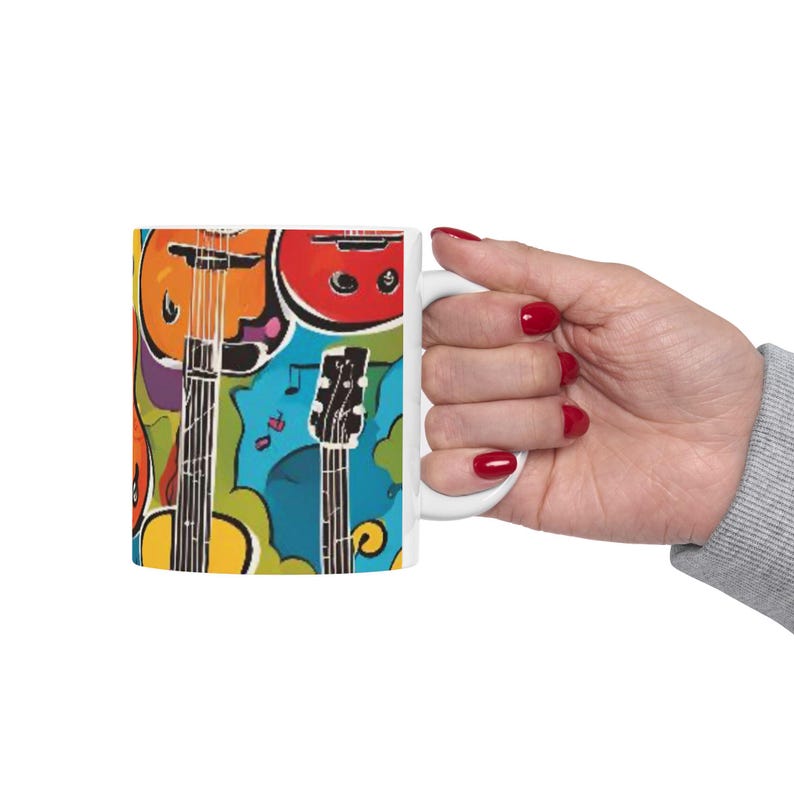 Guitar Mug, Colorful Musical Instrument Coffee Cup, Music Lover Gift ...