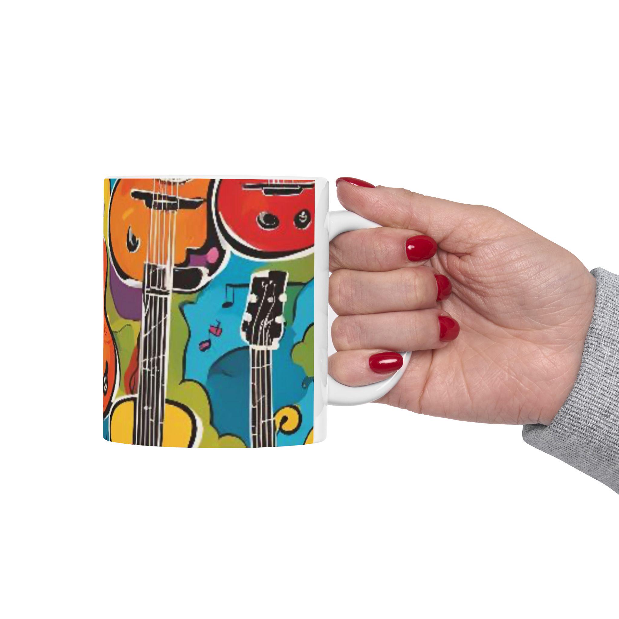Guitar Mug, Colorful Musical Instrument Coffee Cup, Music Lover Gift ...