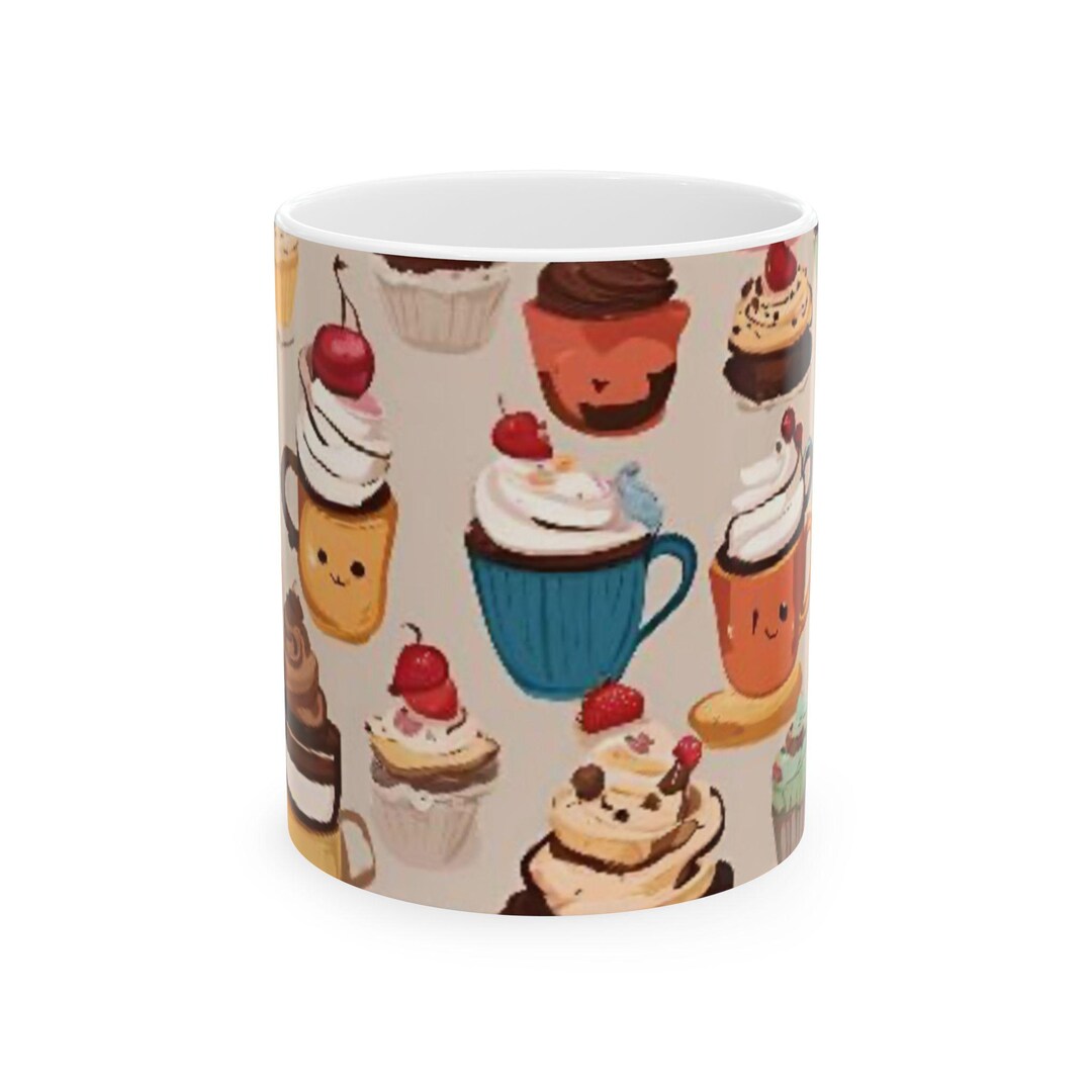 Cute Cartoon Mug Cakes Mug, Cup, Coffee Cup, Tea Mug, Ceramic Drinkware ...