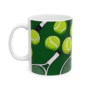 Tennis Mug, Cartoon Tennis Ball and Racket Ceramic Coffee Cup, Sports ...