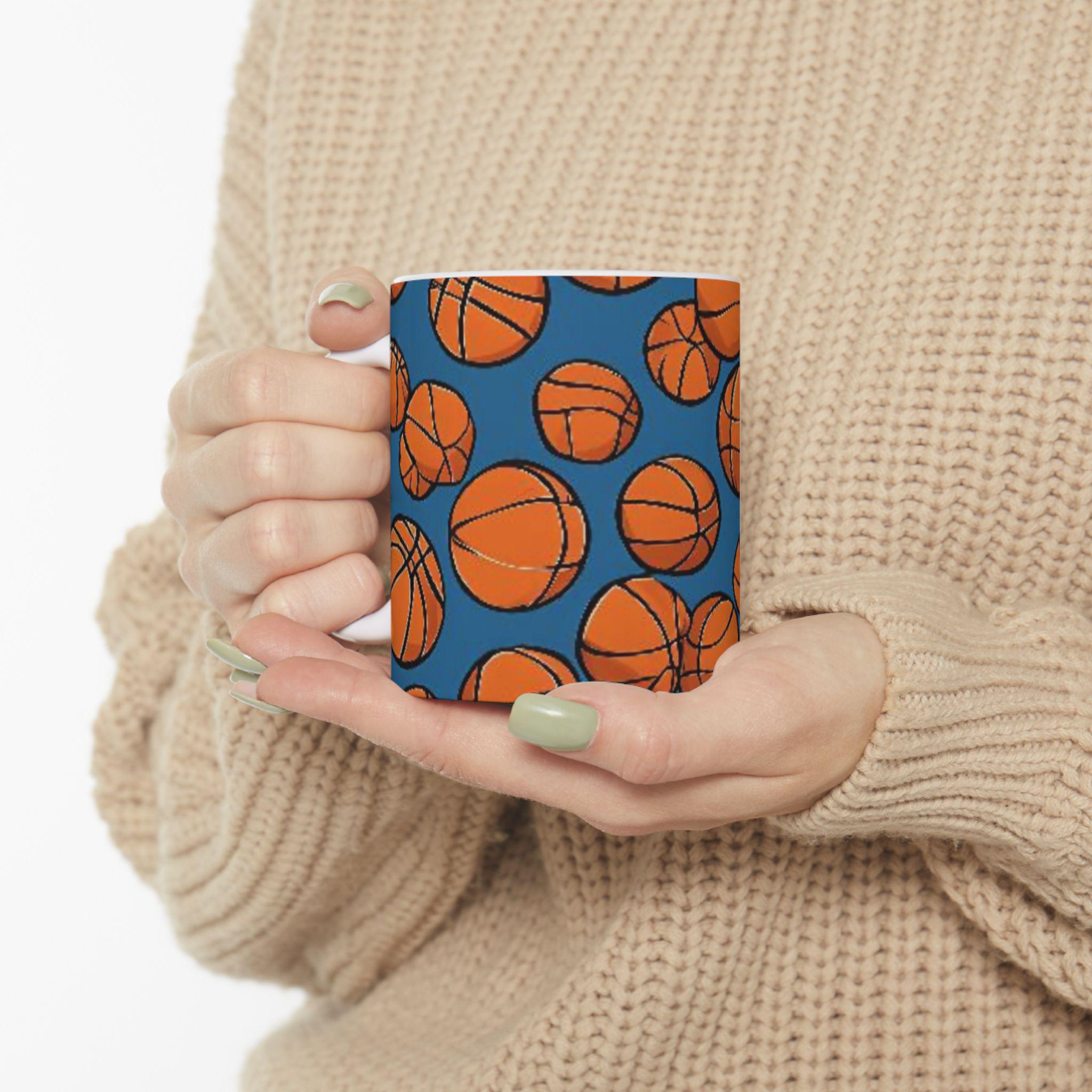 Ceramic Mug, Cute Cartoon Basketball Coffee Cup, Sports Fan Gift ...