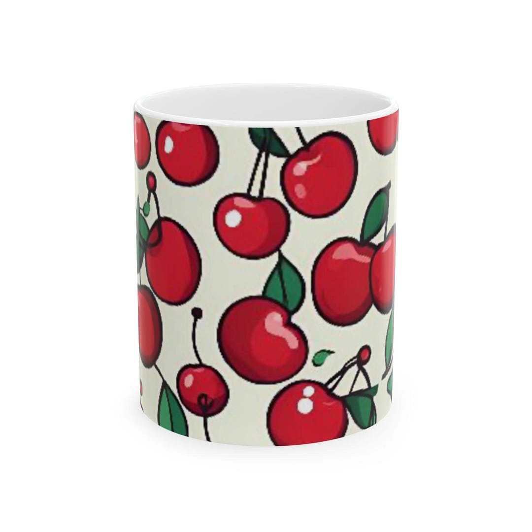 Ceramic Mug, Cute Cartoon Cherry Mug, Funny Fruit Coffee Cup, Cherry ...