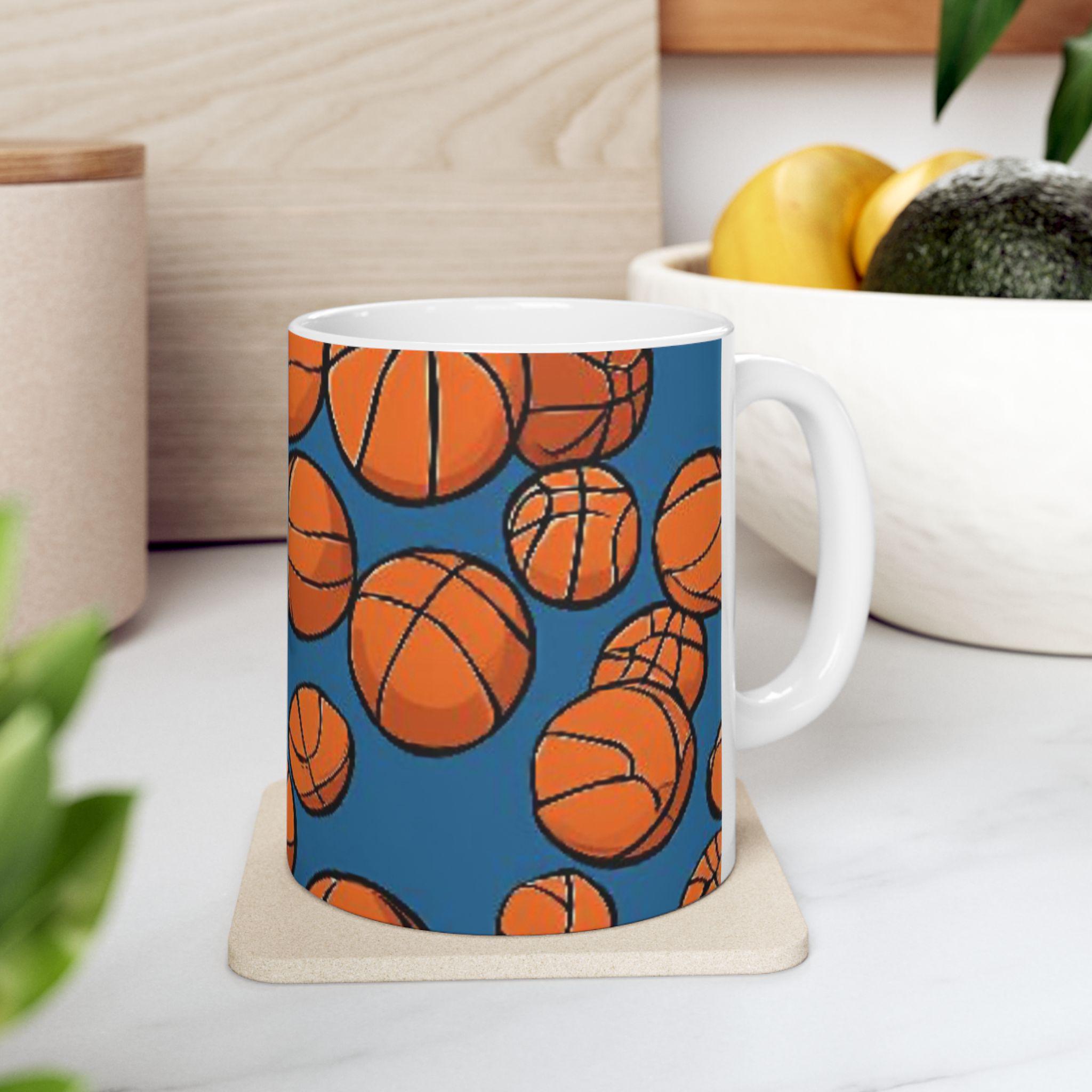 Ceramic Mug, Cute Cartoon Basketball Coffee Cup, Sports Fan Gift ...