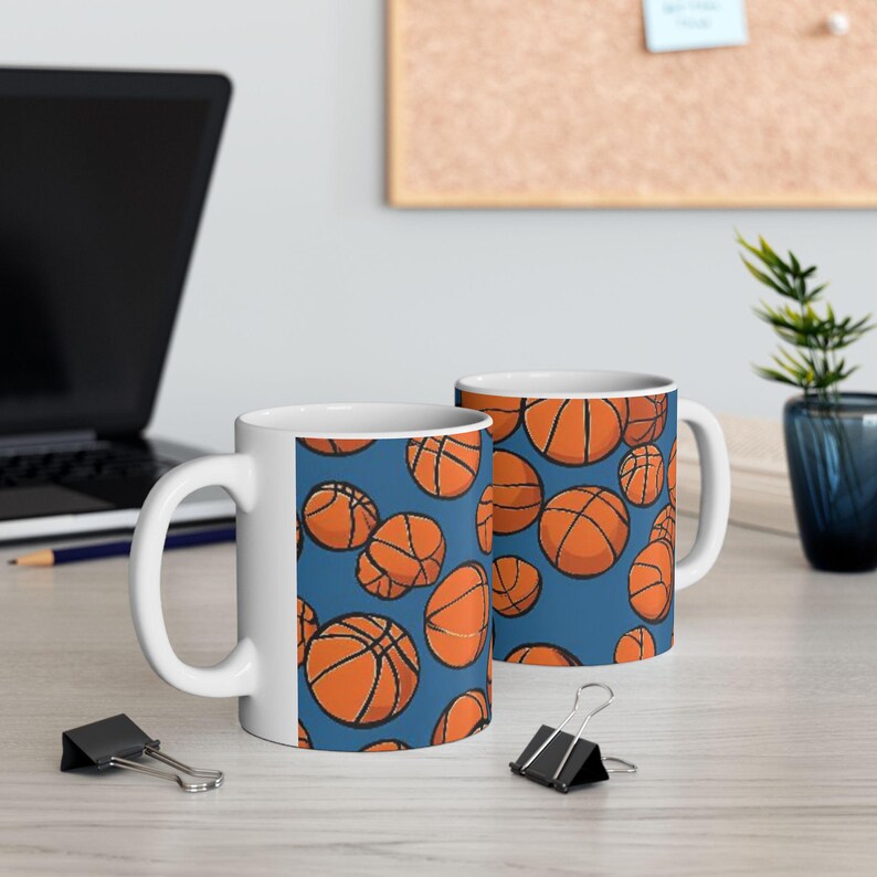 Ceramic Mug, Cute Cartoon Basketball Coffee Cup, Sports Fan Gift ...