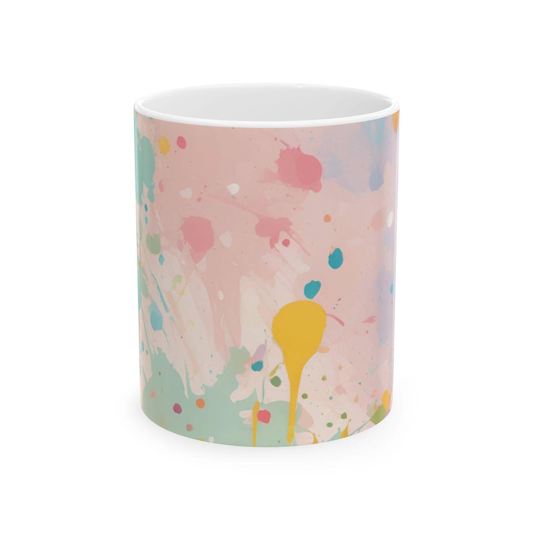 Artistic Pastel Ceramic Mug, Splatter Painted Art Lover Gift, Coffee ...