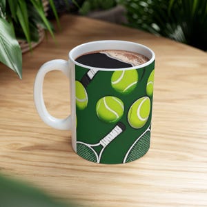 Tennis Mug, Cartoon Tennis Ball and Racket Ceramic Coffee Cup, Sports ...