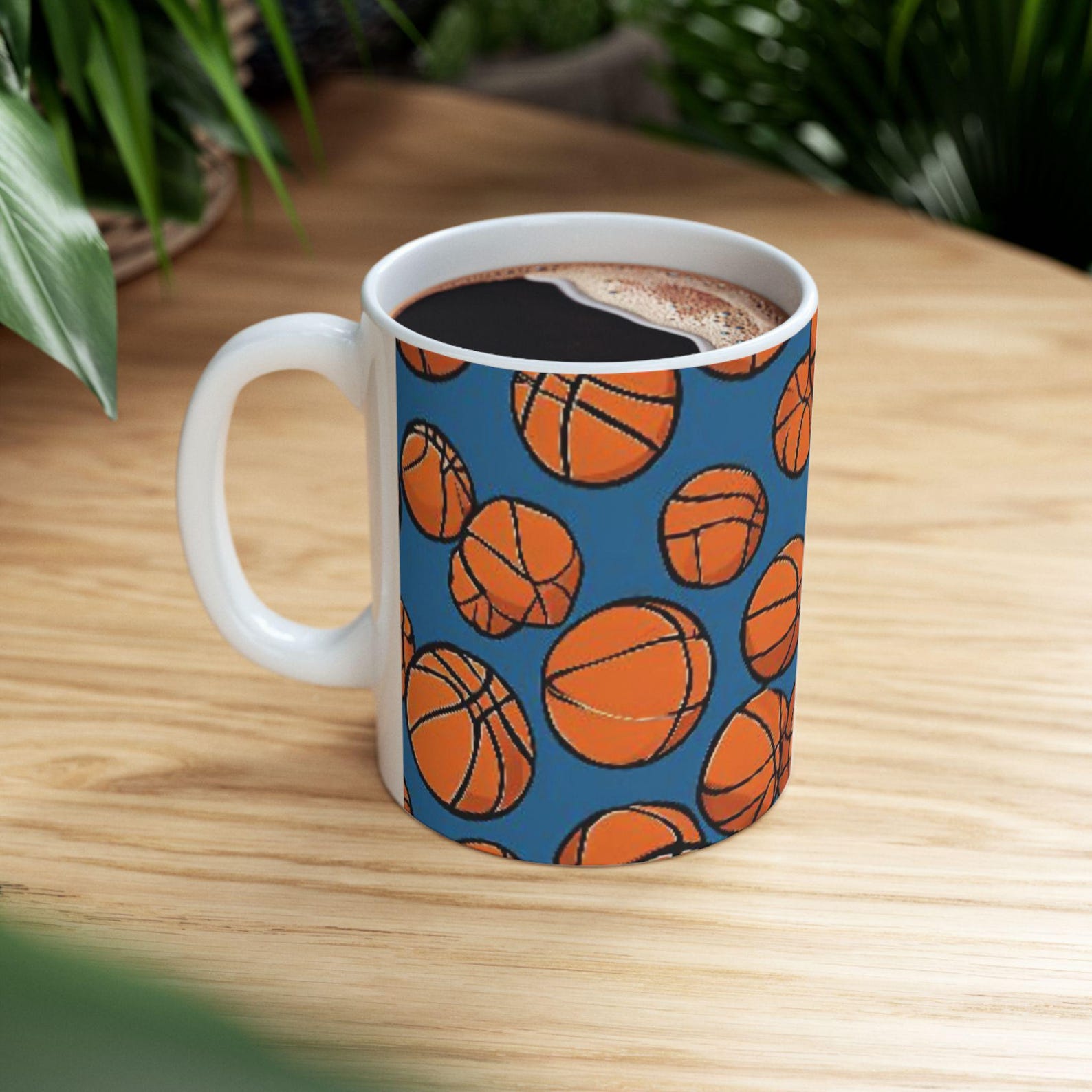 Ceramic Mug, Cute Cartoon Basketball Coffee Cup, Sports Fan Gift ...