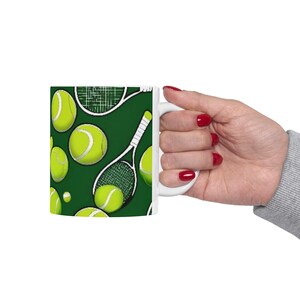 Tennis Mug, Cartoon Tennis Ball and Racket Ceramic Coffee Cup, Sports ...