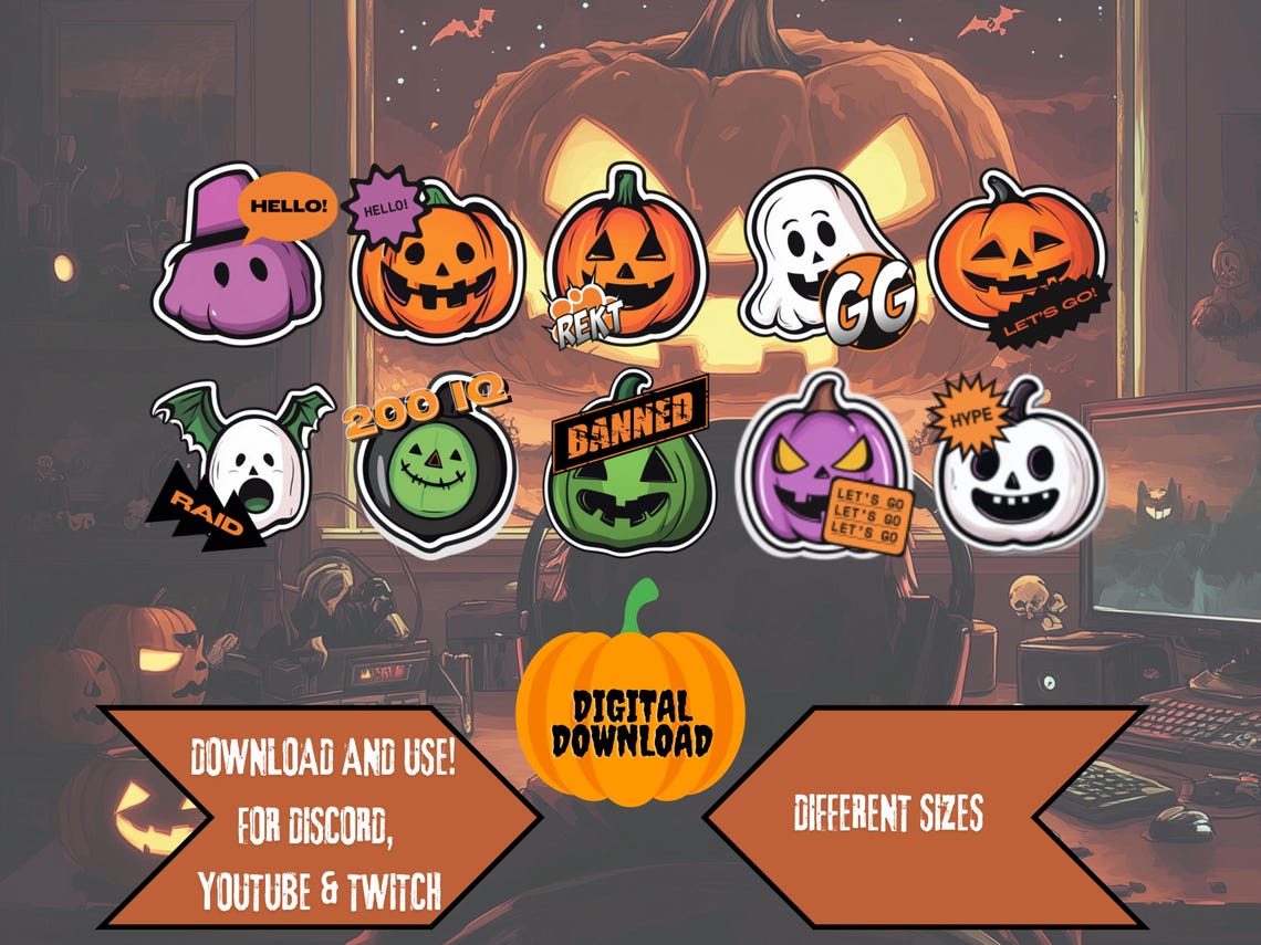 Spooky Halloween Emotes Pack for Twitch, Discord & Youtube | Cute and ...