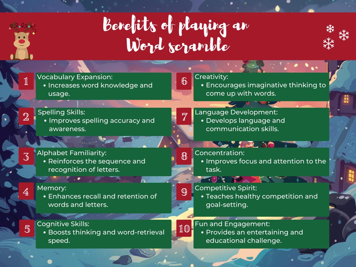 Christmas Word Scramble Game: Gifts & Ornaments (printable PDF) - Etsy