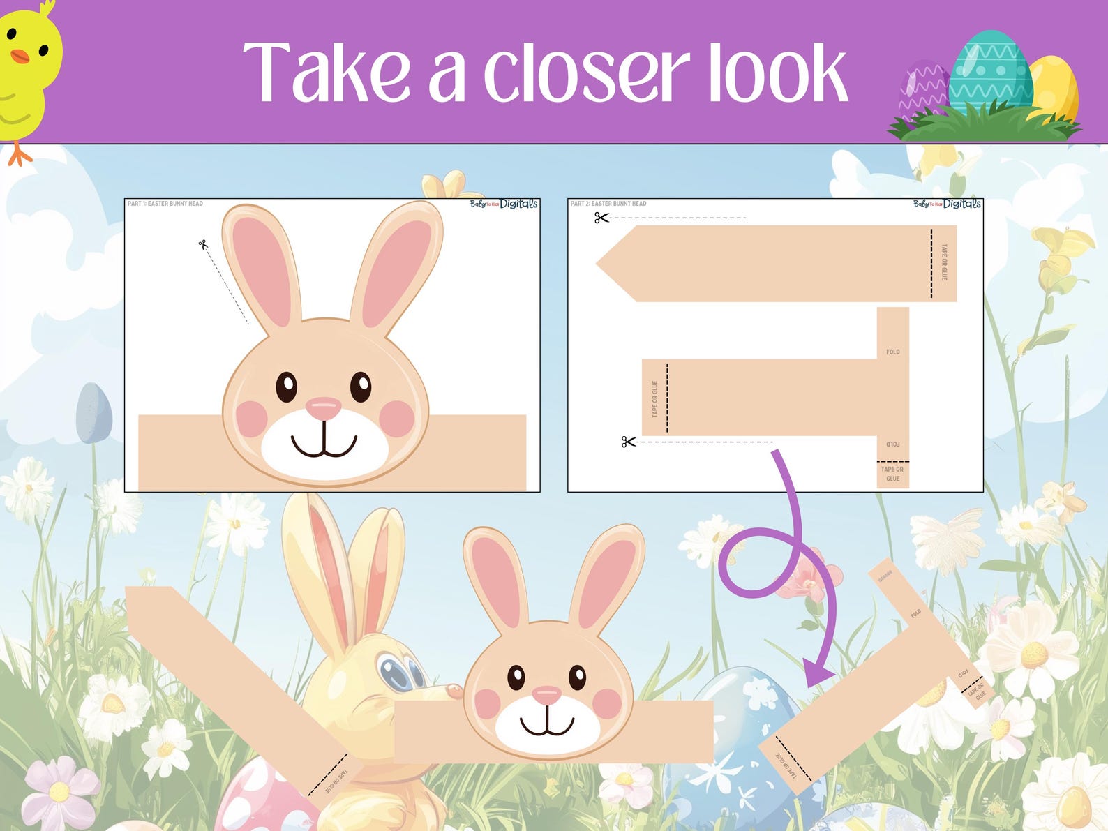 Printable Easter Bunny Paper Crown for Kids – Full-color Paper Hat for ...