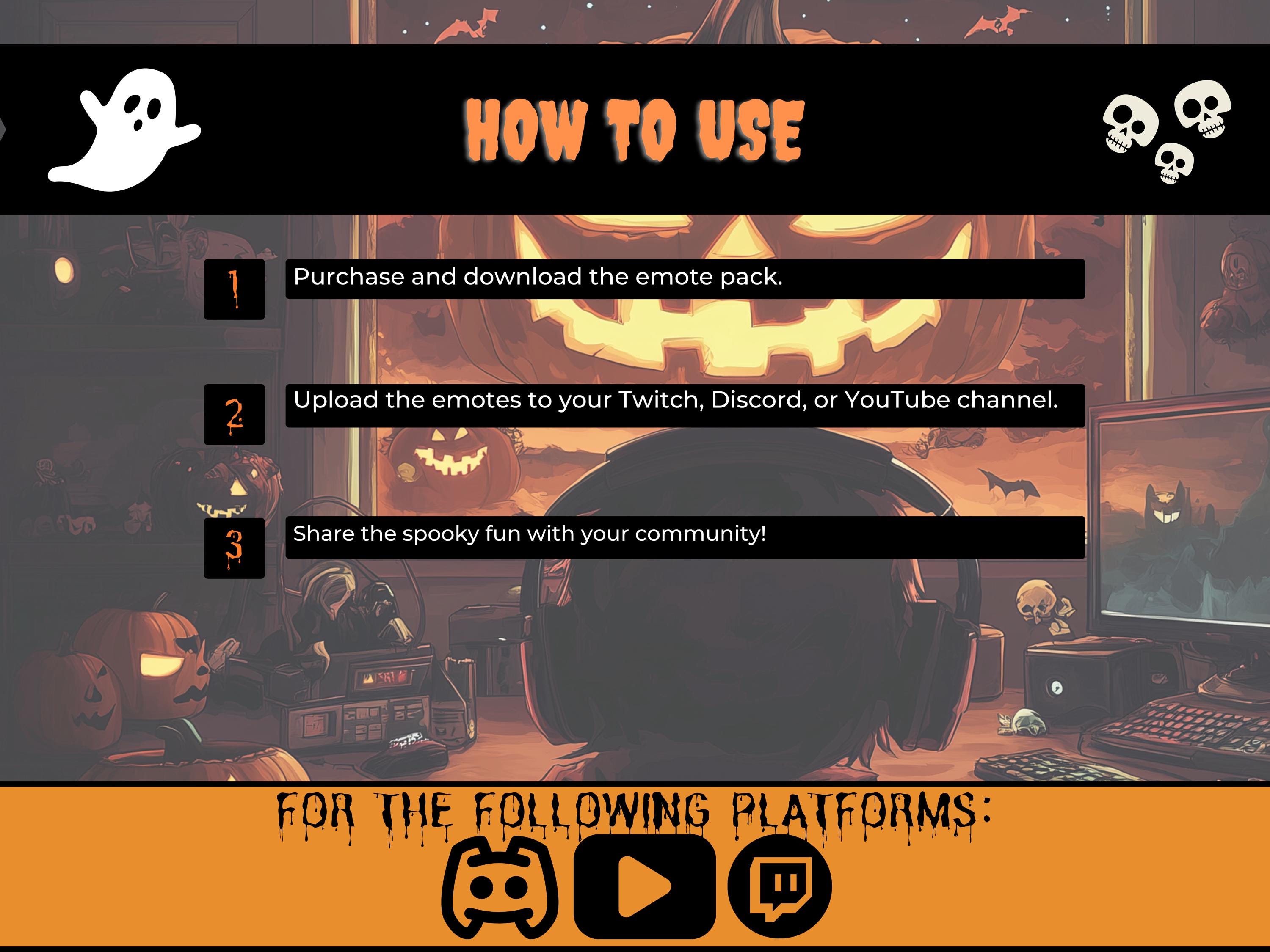 Spooky Halloween Emotes Pack for Twitch, Discord & Youtube | Cute and ...