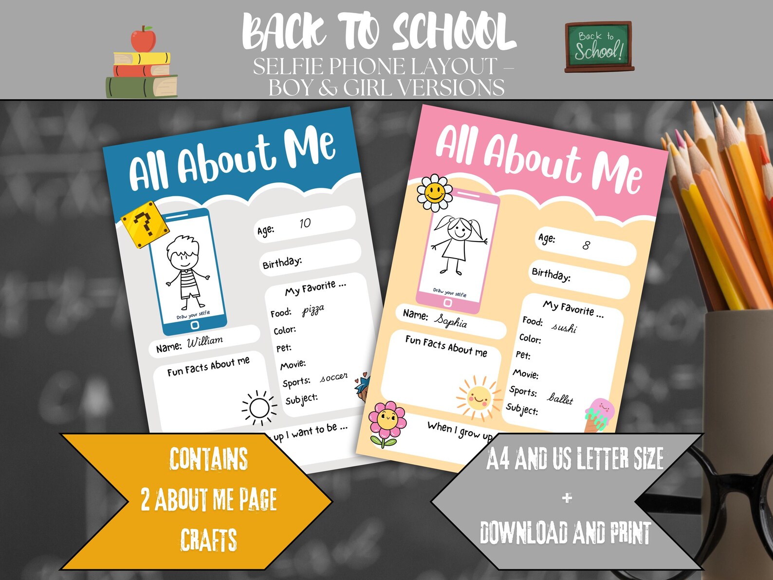 Printable All About Me Phone Template for Boys & Girls, First Day of ...