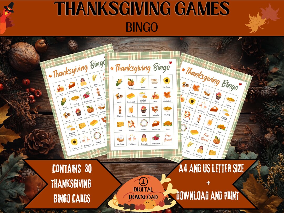 Thanksgiving Bingo Game: Printable Holiday Activity (digital Download ...